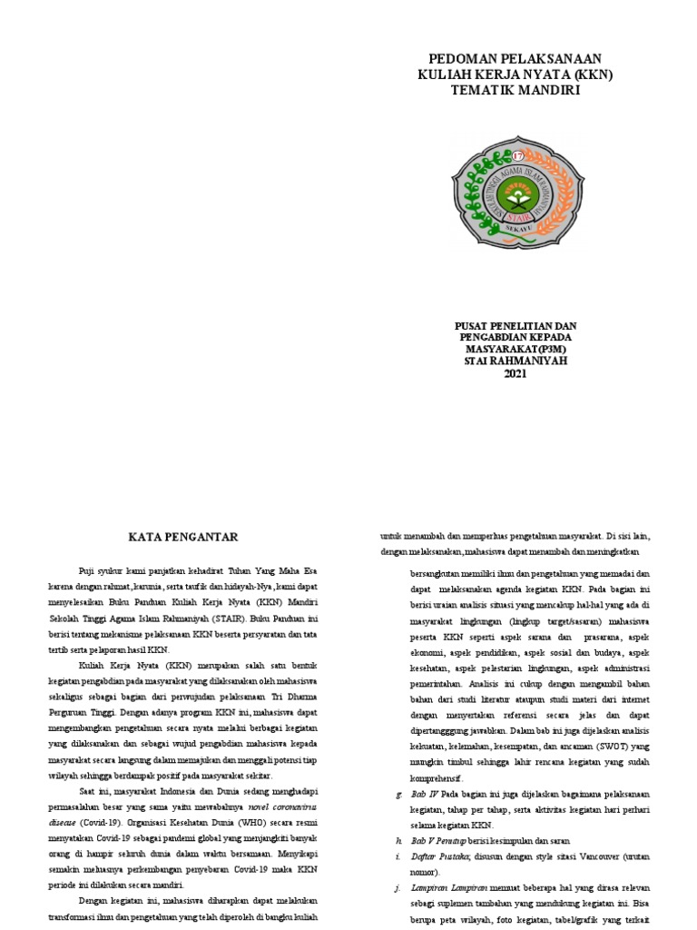 Buku Pedoman KKN Mandiri 2021 Revisi | PDF | Seni
