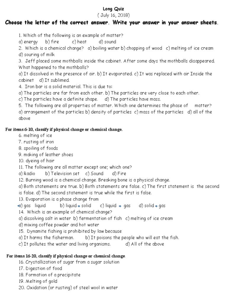 Choose The Letter of The Correct Answer. Write Your Answer in Your ...