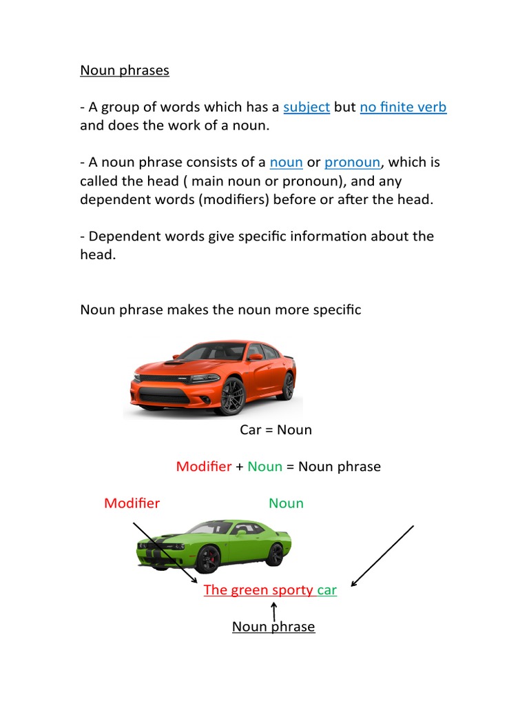 Noun Phrases Notes and Worksheet | PDF | Noun | Phrase