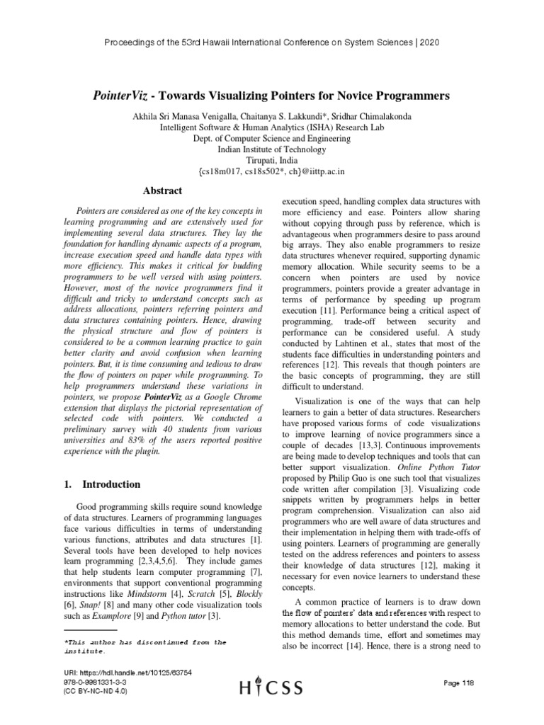 Pointerviz Towards Visualizing Pointers For Novice Programmers Pdf Pointer Computer