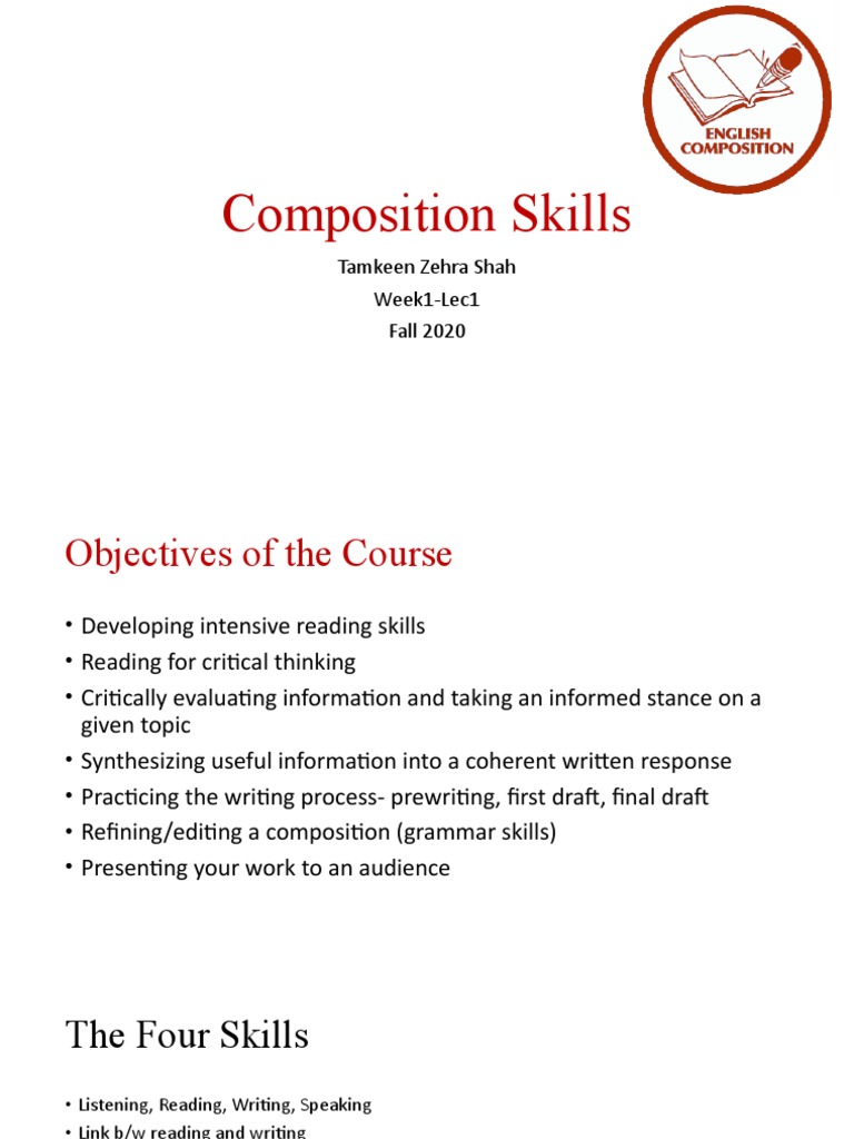 Composition Skills Week1Lec1 | PDF | Neuropsychological Assessment ...