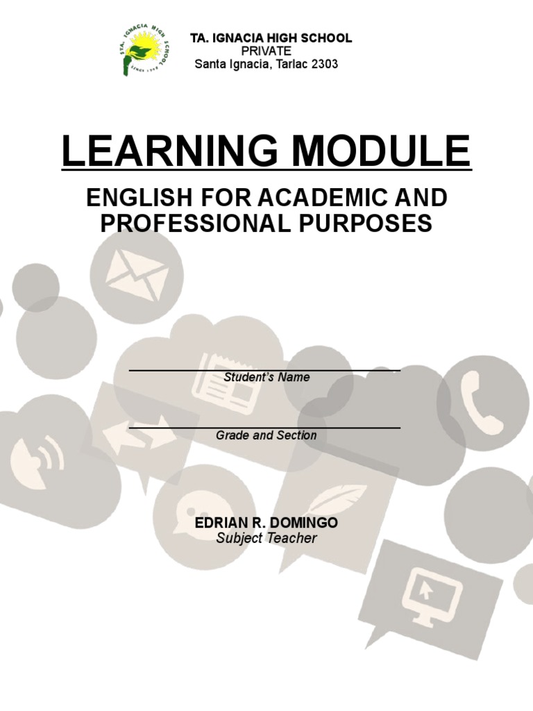 Learning Module: English For Academic and Professional Purposes ...