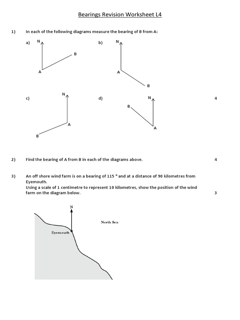 Bearings Revision Worksheet L4 | PDF