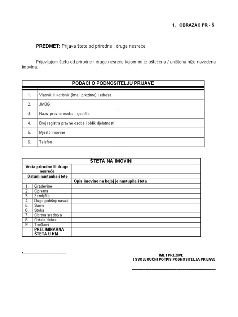 Obrazac PR S | PDF