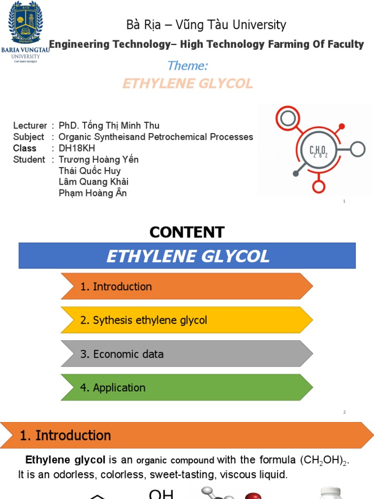 Ethylene Glycol: Bà Rịa - Vũng Tàu University | PDF | Ethylene ...