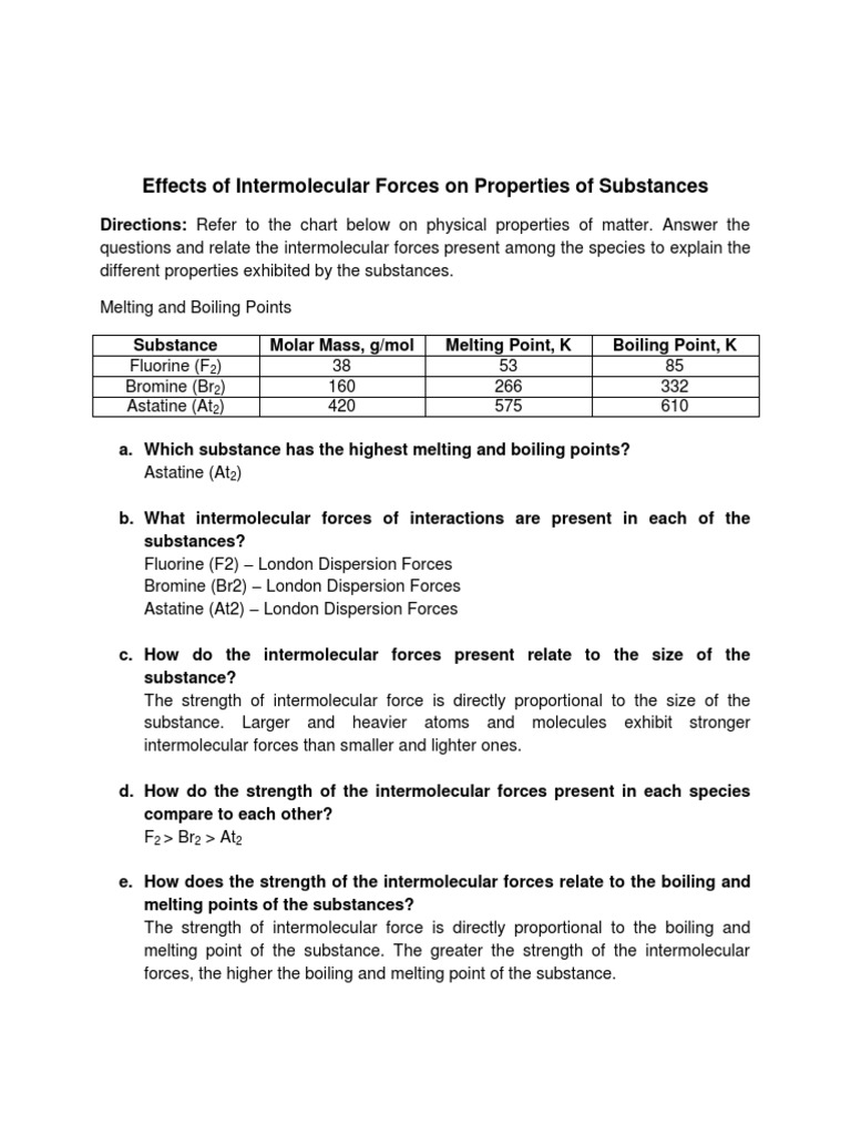Effects of Intermolecular Forces Part 1 | PDF