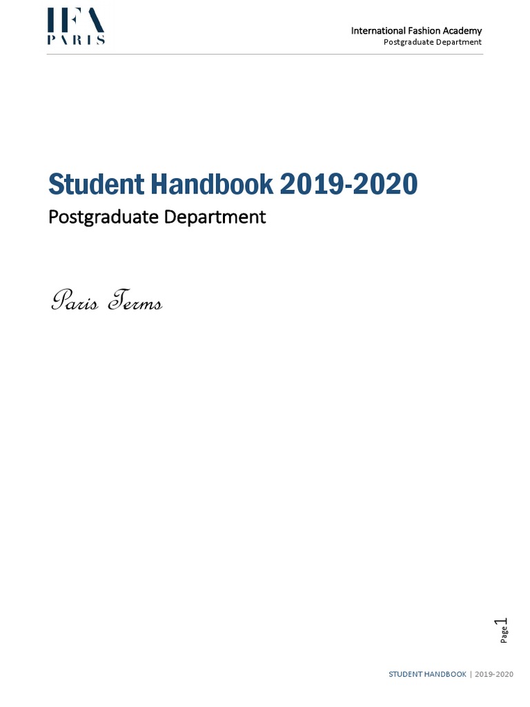 Student Handbook PG 2019-2020 | PDF | Course Credit | Postgraduate ...