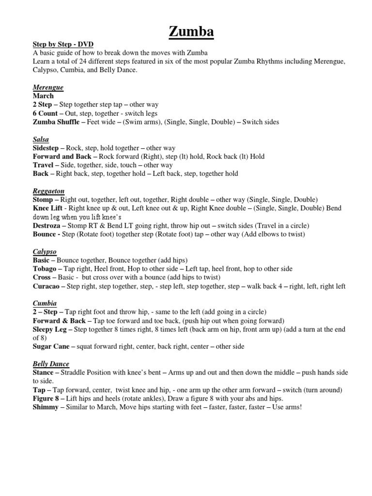 Calypso Dance Move Chart