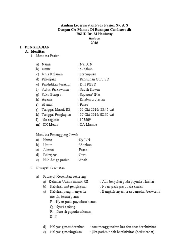 Askep CA Mamae - Thania | PDF