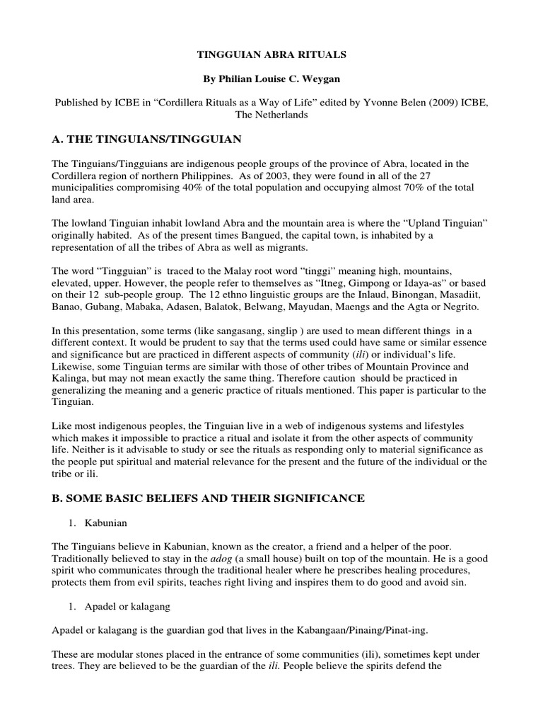 TINGGUIAN ABRA RITUALS - Philippine Culture | PDF | Engagement | Wedding