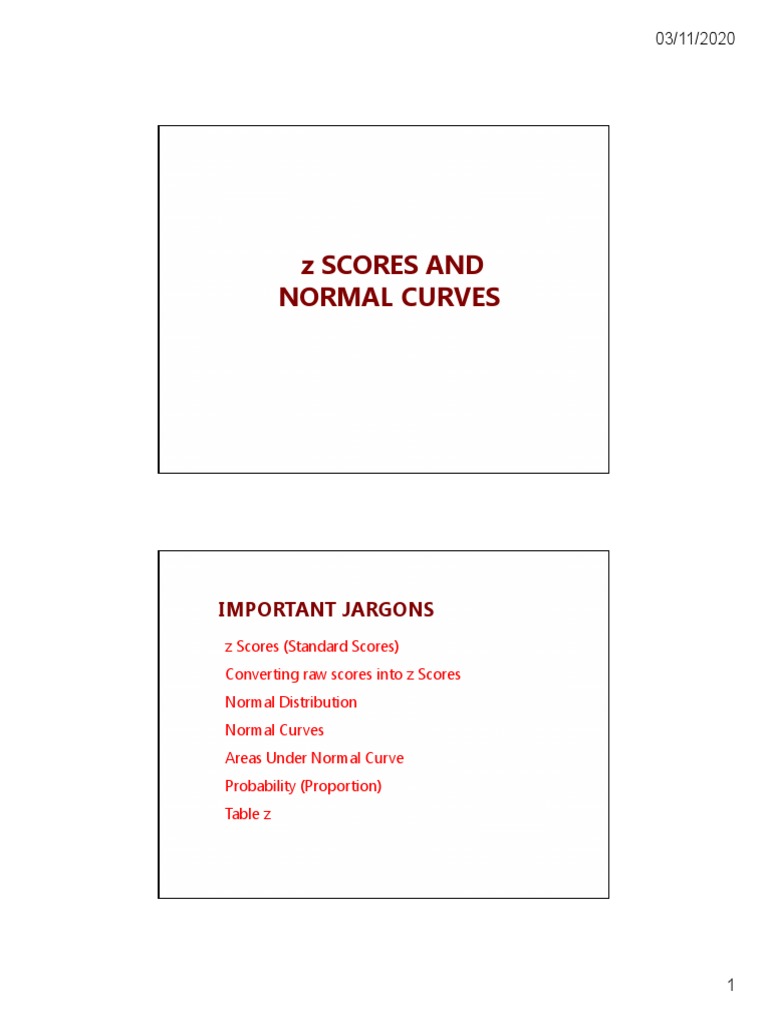 Z Scores, Normal Curves Proportions | PDF | Standard Score | Standard ...
