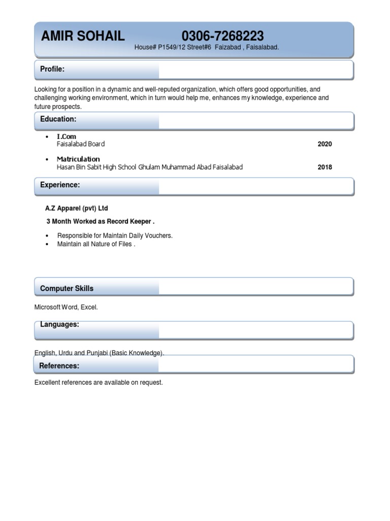 Amir Sohail CV | PDF