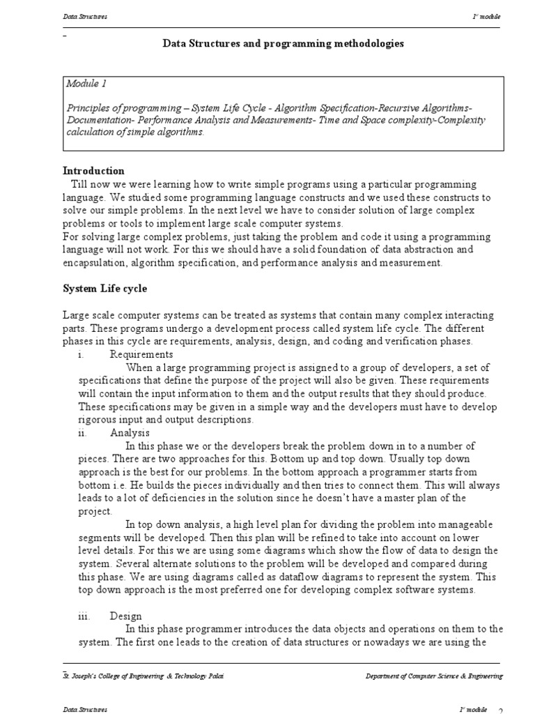 Data Structures and Programming Methodologies | PDF | Computer ...