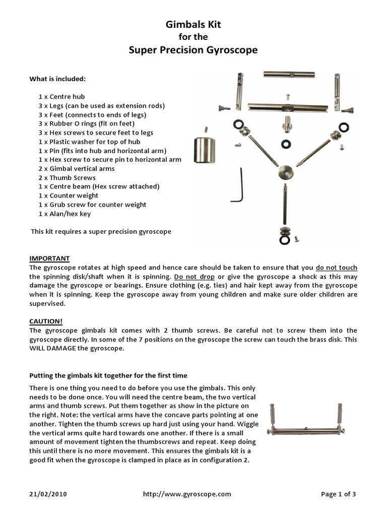 Gimbal Manual 3 | PDF | Gyroscope | Screw