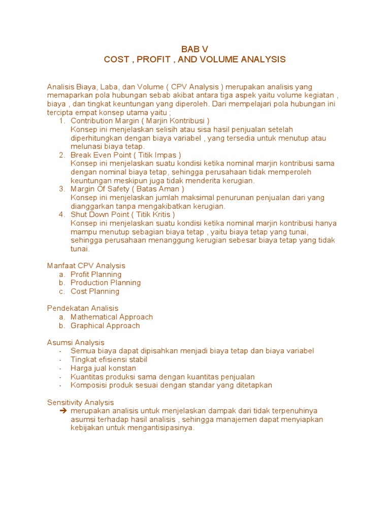 Topik 5 - CPV Analysis (Konsep Dasar) | PDF