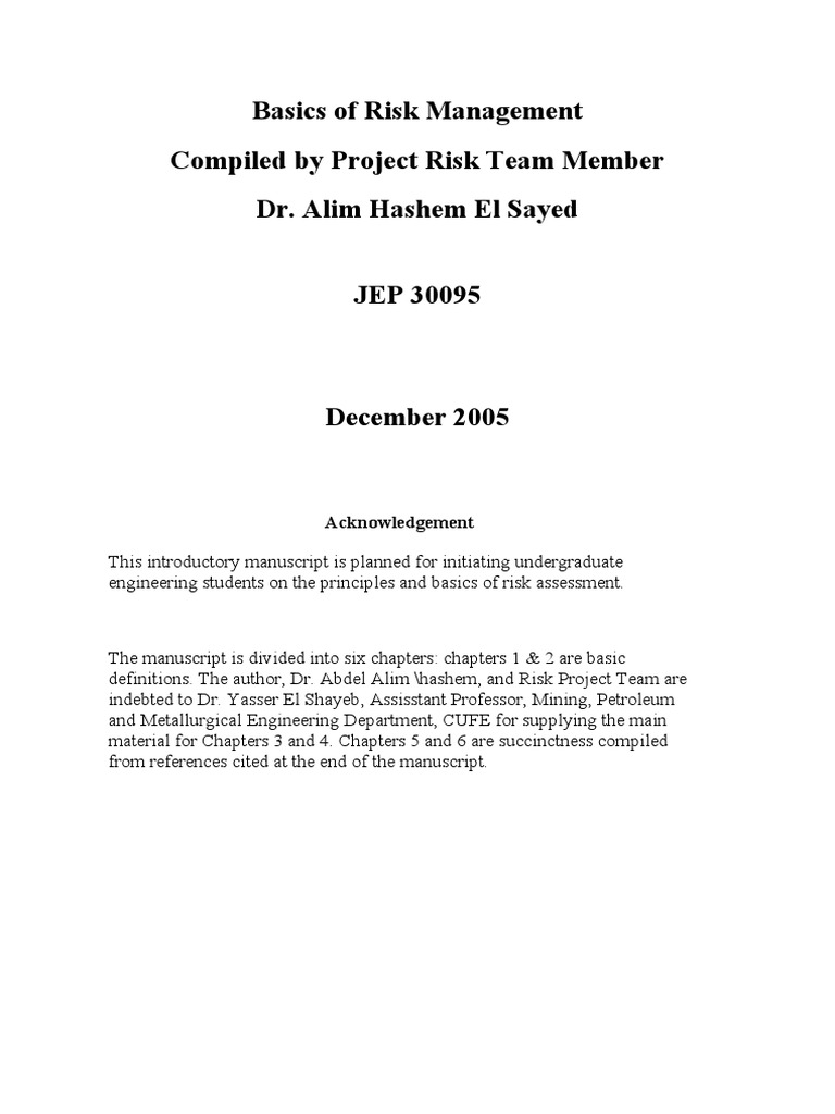 Basics of Risk Management Article Guide | PDF | Risk Assessment | Risk