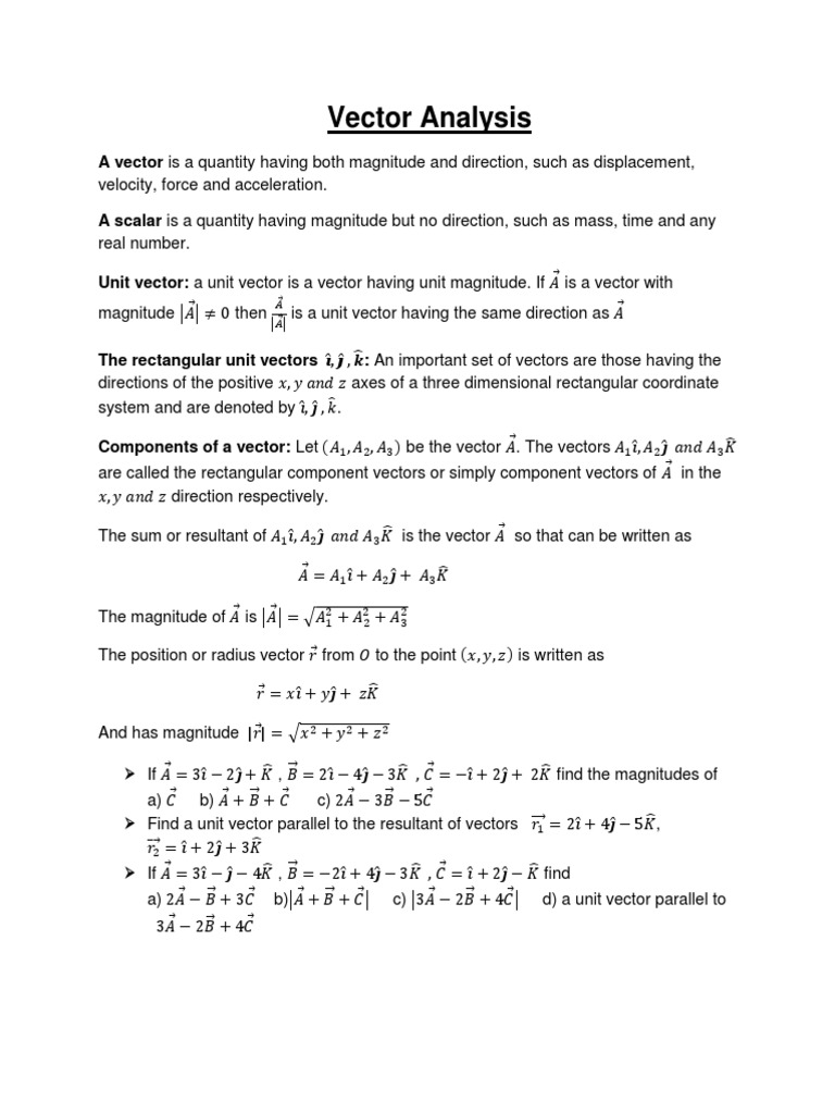 Vector Algebra | PDF | Euclidean Vector | Physical Quantities