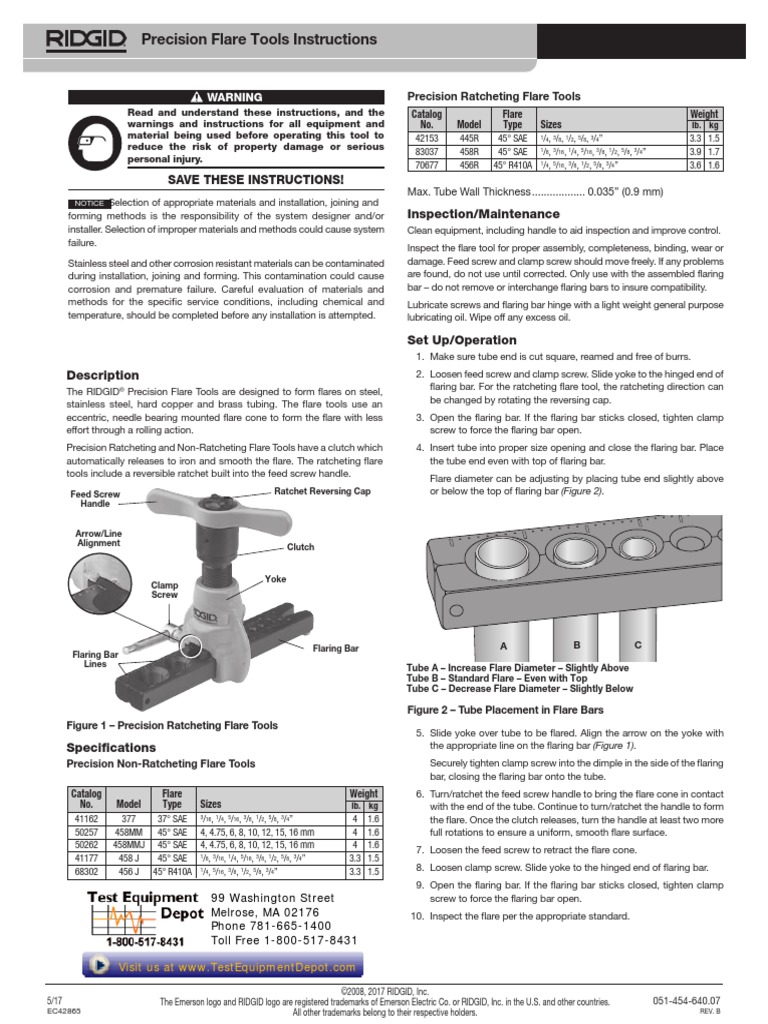 Ridgid Precision Flaring Tools Manual | PDF | Screw | Building Engineering