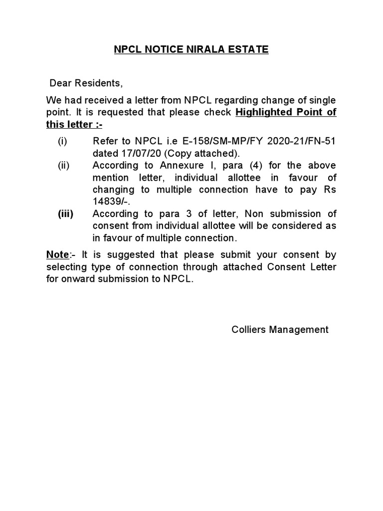 NPCL Notice | PDF