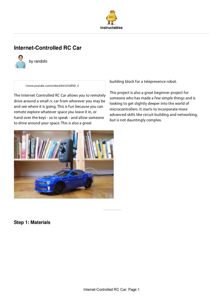 Internet-Controlled RC Car Guide | PDF