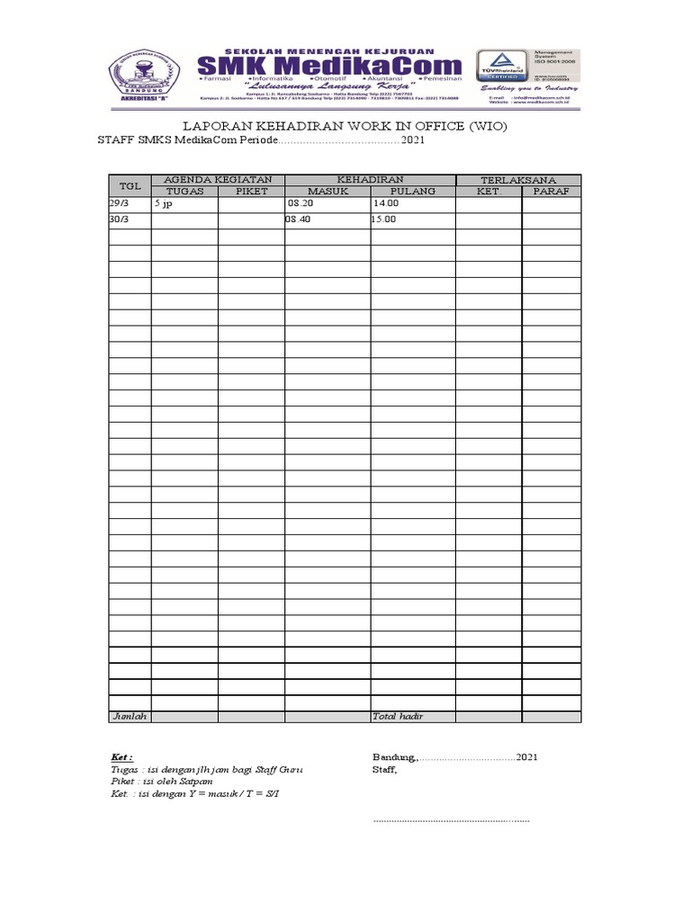 Form Absen Wio Staff 2021 | PDF