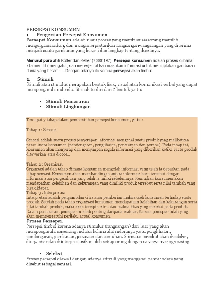 Tugas Persepsi Dan Pembelajaran Konsumen | PDF | Karier & Perkembangan