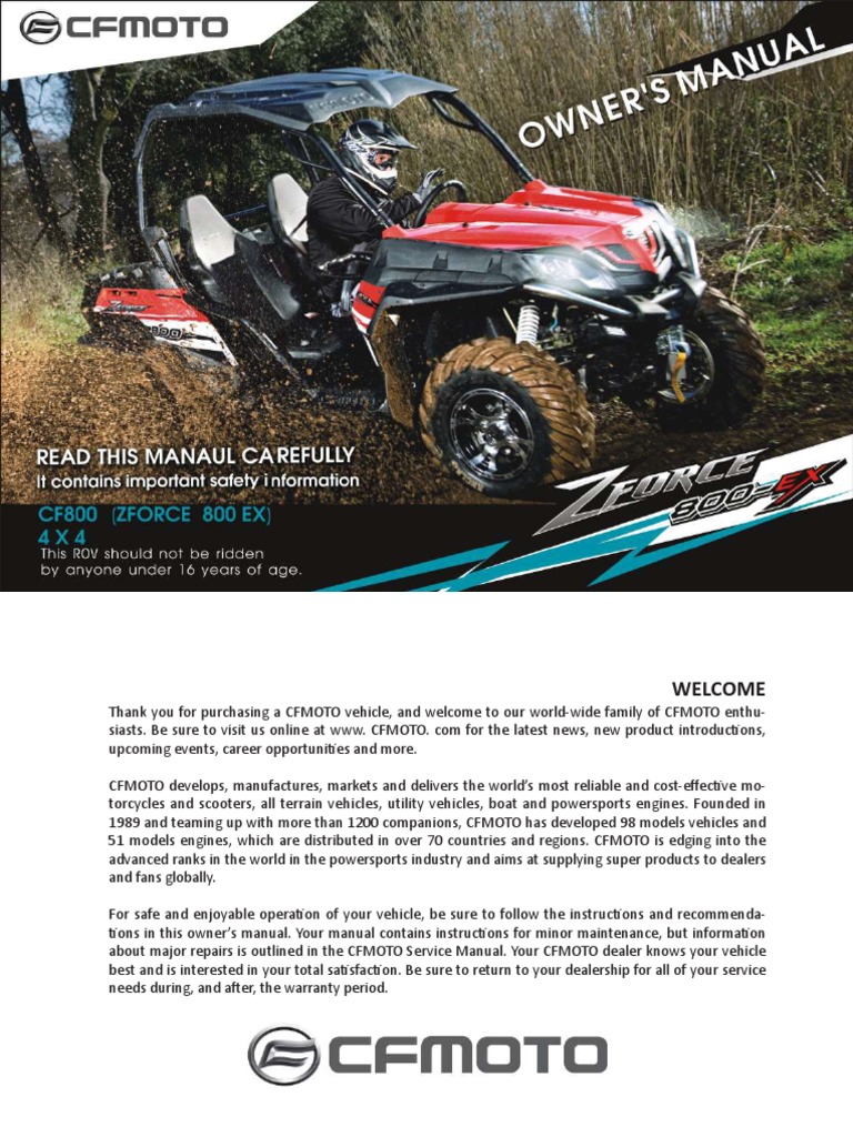 2013-2016 - CF800 - ZFORCE - 800 - OM Manual | PDF | Vehicles | Traffic ...