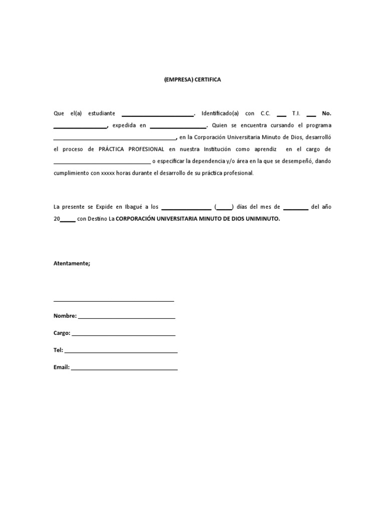 MODELO CARTA DE CERTIFICACIÓN | PDF