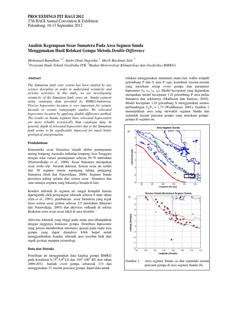 Analisis Kegempaan Sesar Sumatera Pada Area Segmen Sunda Menggunakan ...