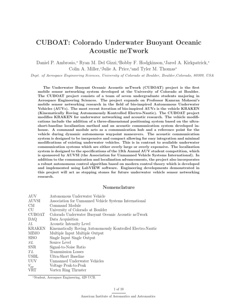 CUBOAT: Advancements in AUV Networking | PDF | Electronics | Engineering