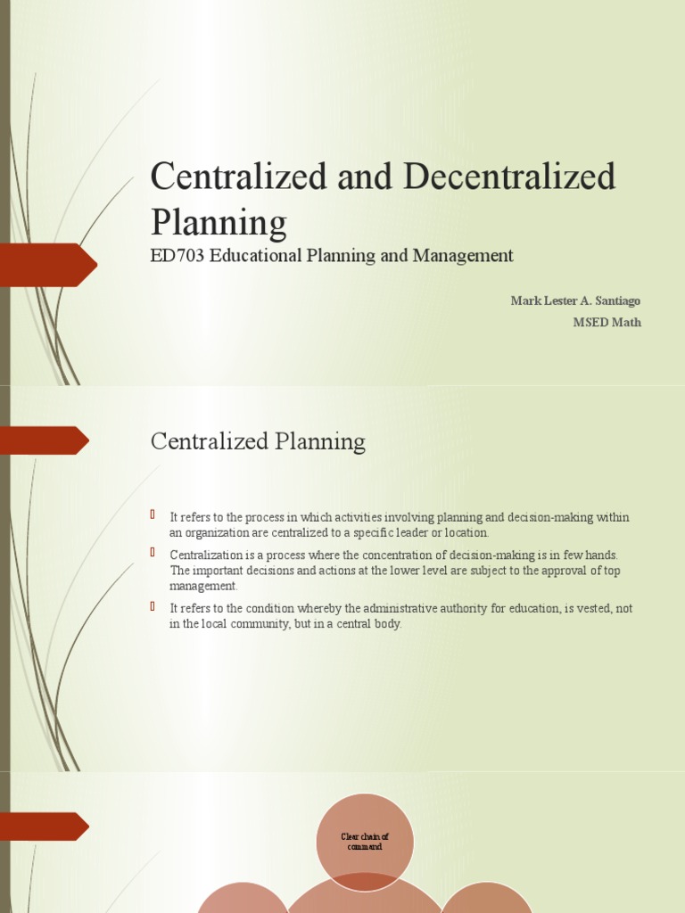 ED 703 Centralized and Decentralized Planning | PDF | Policy | Human Nature