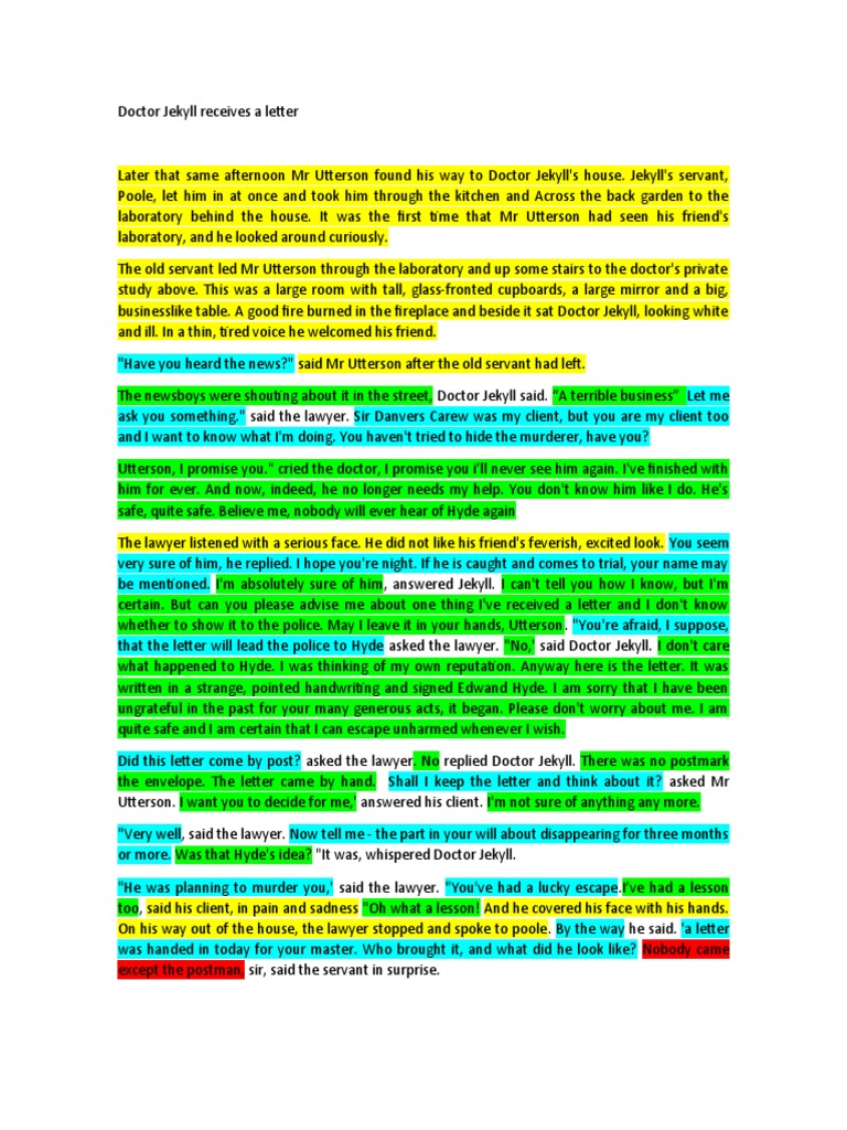 Doctor Jekyll Receives A Letter | PDF | Strange Case Of Dr Jekyll And ...