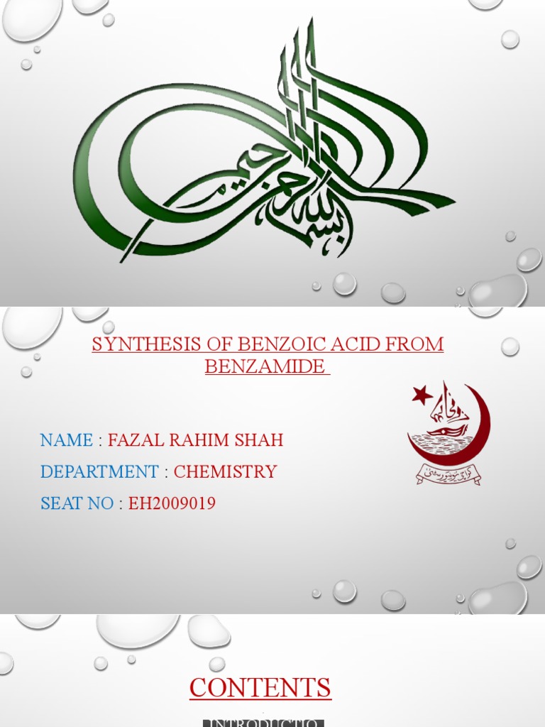 Benzamide to Benzoic Acid Synthesis | PDF | Chemical Compounds ...