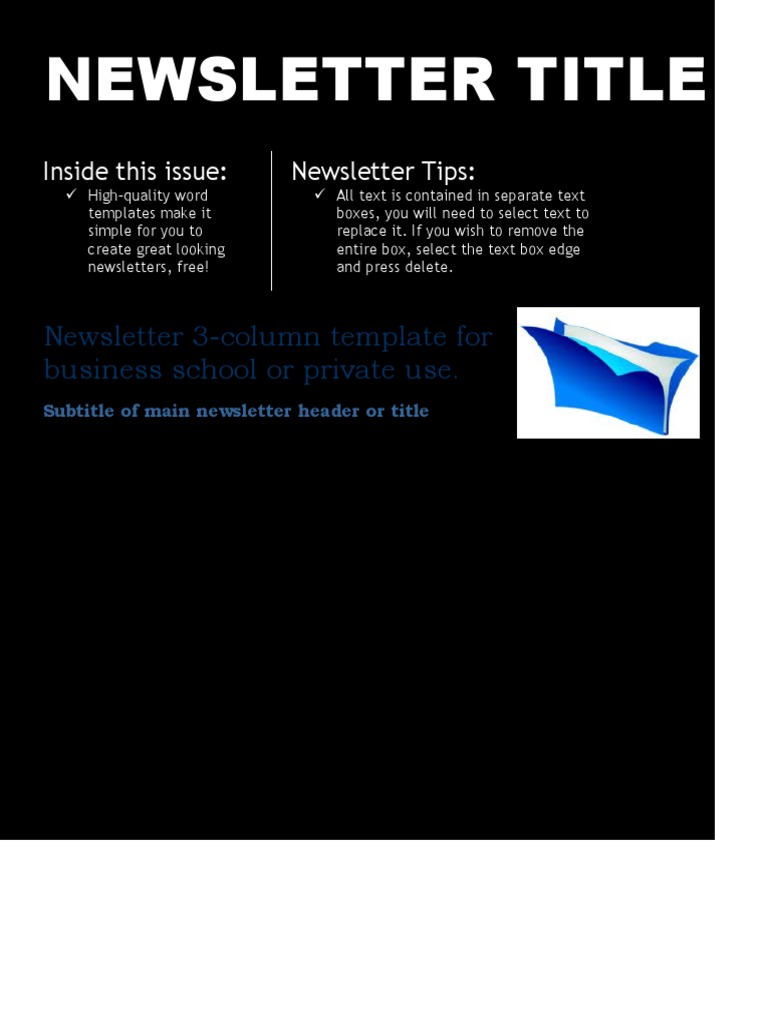 Newsletter Title: Newsletter 3-Column Template For Business School or ...