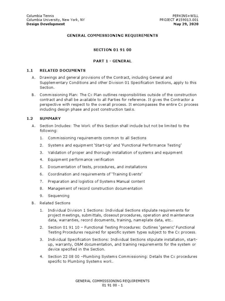 01 91 00 - General Commissioning Requirements | PDF | Specification ...