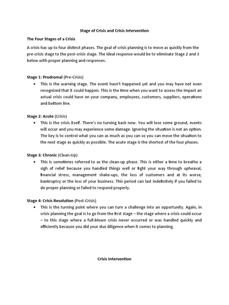 Stage of Crisis and Crisis Intervention | PDF | Psychological Trauma ...