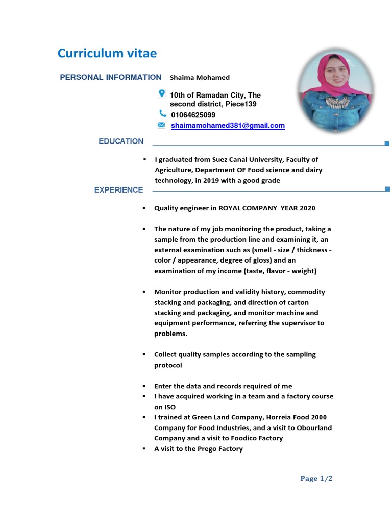 Curriculum Vitae: Personal Information | PDF | Packaging And Labeling | Business