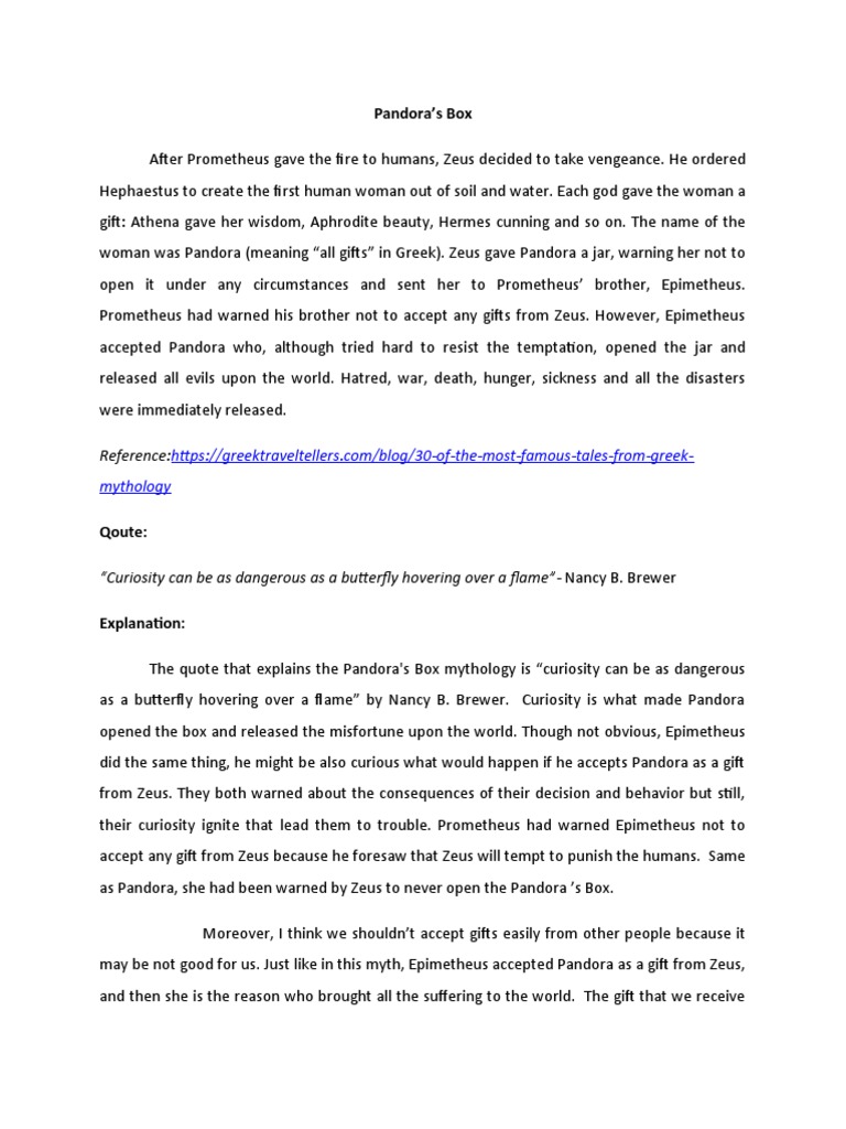 Pandora's Box | PDF | Prometheus | Greek Mythology