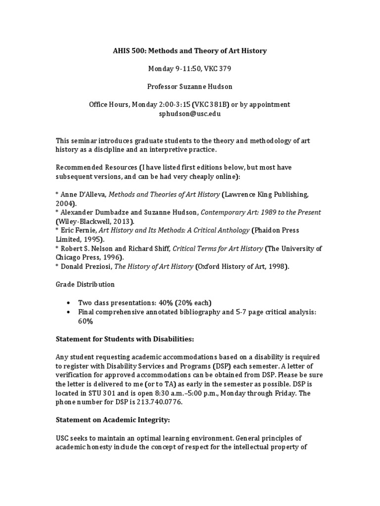 AHIS 500: Methods and Theory of Art History | PDF | Art History ...