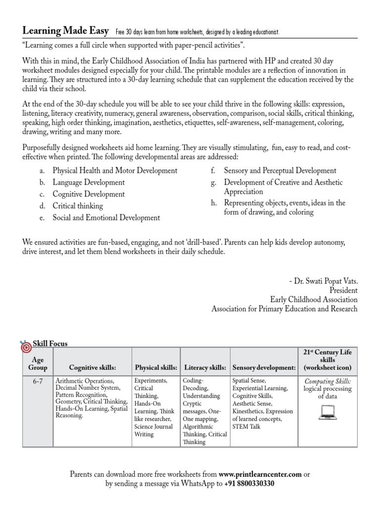 Age 6 7 Vol1 Print Learn Center | PDF | Thought | Perception