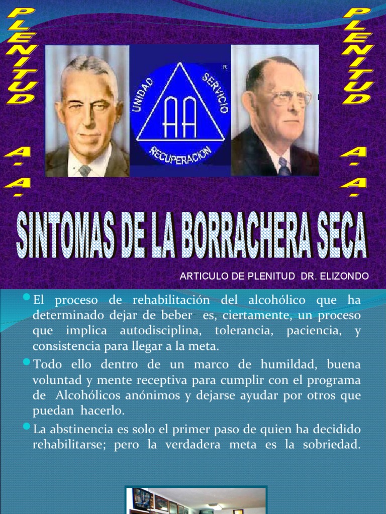 Sintomas de La Borrachera Seca | PDF | Alcoholismo | Despachador de drogas