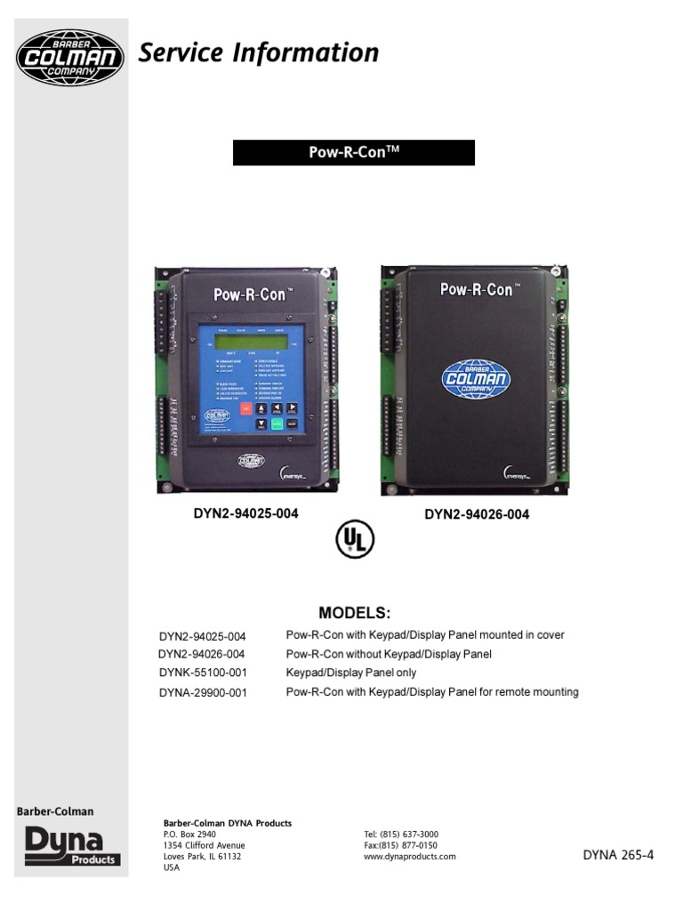 Barber Colman Power R Con | PDF | Electric Generator | Relay