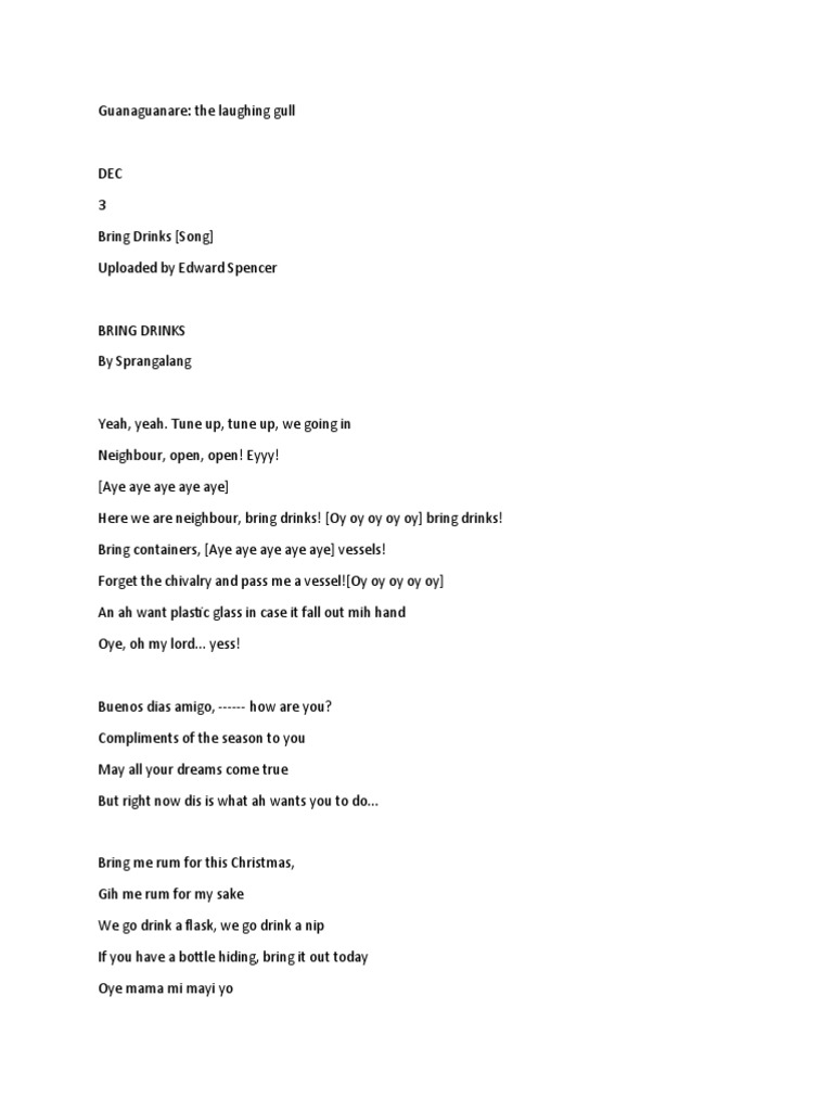 A Sprangalang (Bring Drinks) | PDF | Foods | Beverages