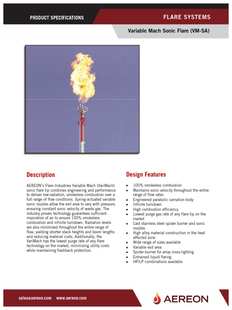 Flare - Systems - VARIABLE MACH SONIC FLARE (VM-SA) - Product Sheet FINAL PDF | PDF | Stainless ...