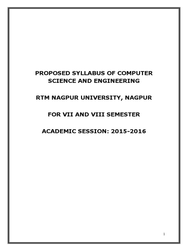 Proposed Syllabus for Computer Science and Engineering Courses in the ...