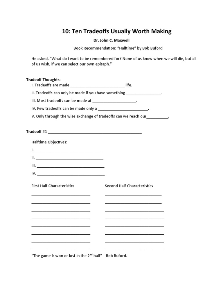 10 Ten Tradeoffs Usually Worth Making | PDF | Self-Improvement