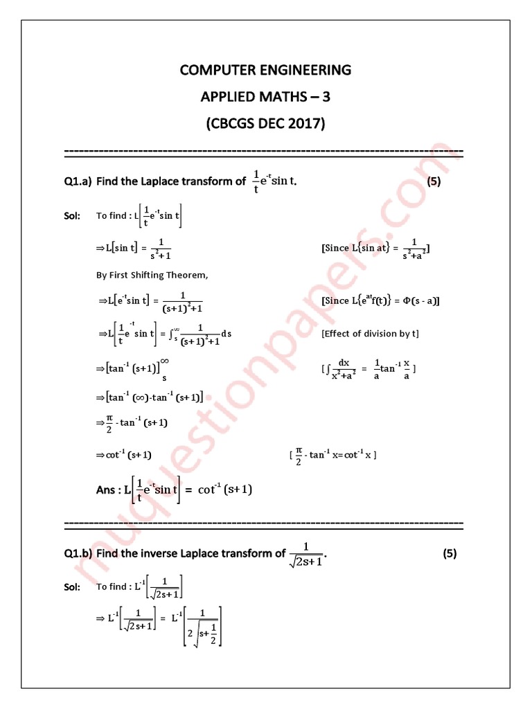 M3 Engineering Mathematics Question Paper | PDF