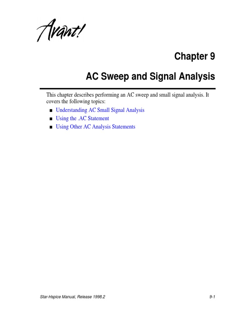 AC Sweep and Signal Analysis: Hspice - Book: Hspice - ch09 1 Thu Jul 23 ...