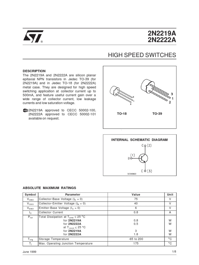 2222A | PDF | Bipolar Junction Transistor | Electrical Engineering