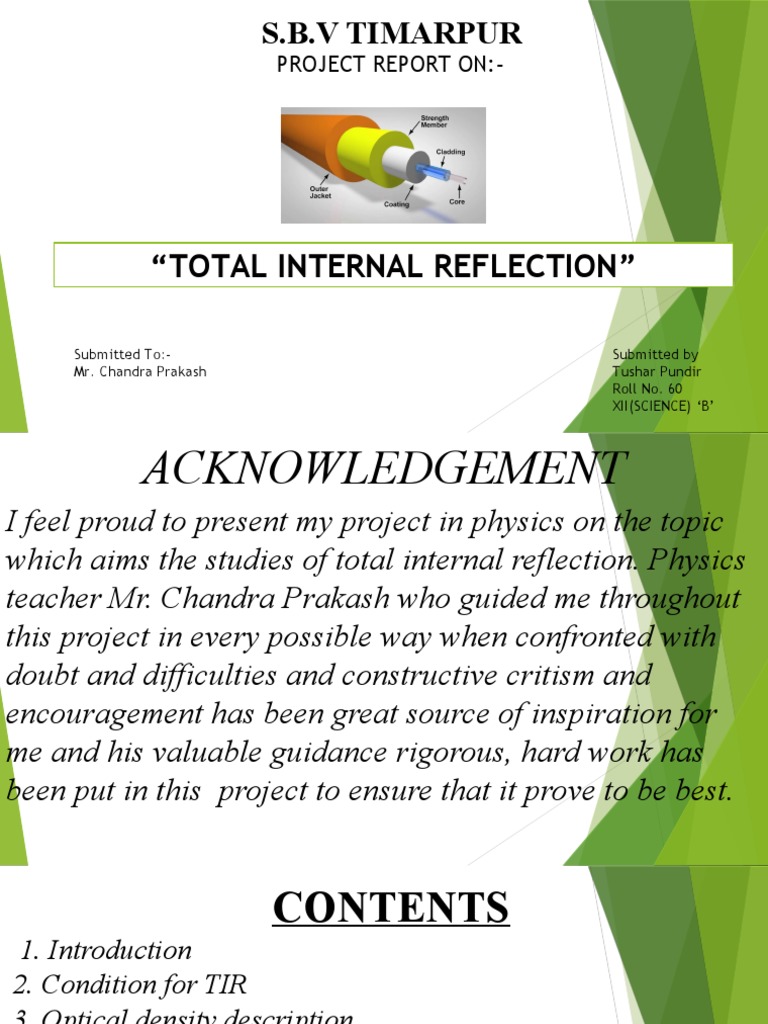Analysis of Total Internal Reflection Through a Study of Its Properties, Applications, and ...